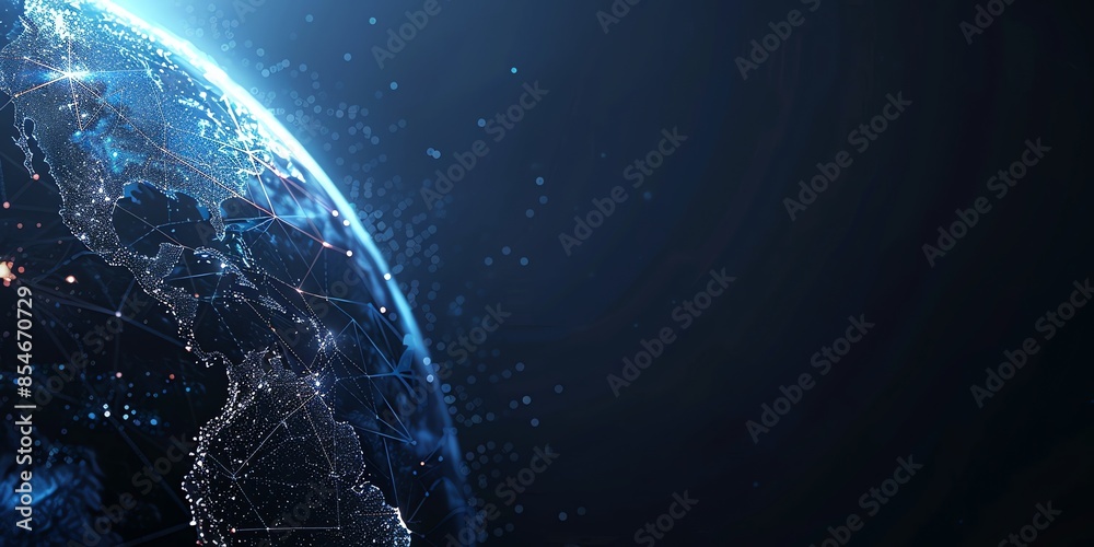 wallpaper global planet network line transfer data cyber, blue color ...