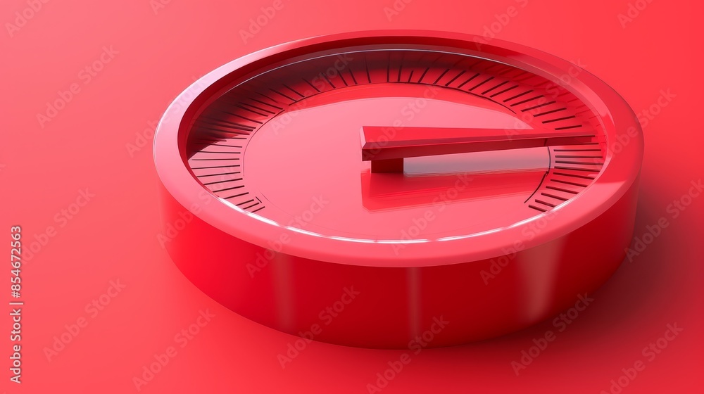 3D rendered red speedometer icon with arrow pointing to high ...