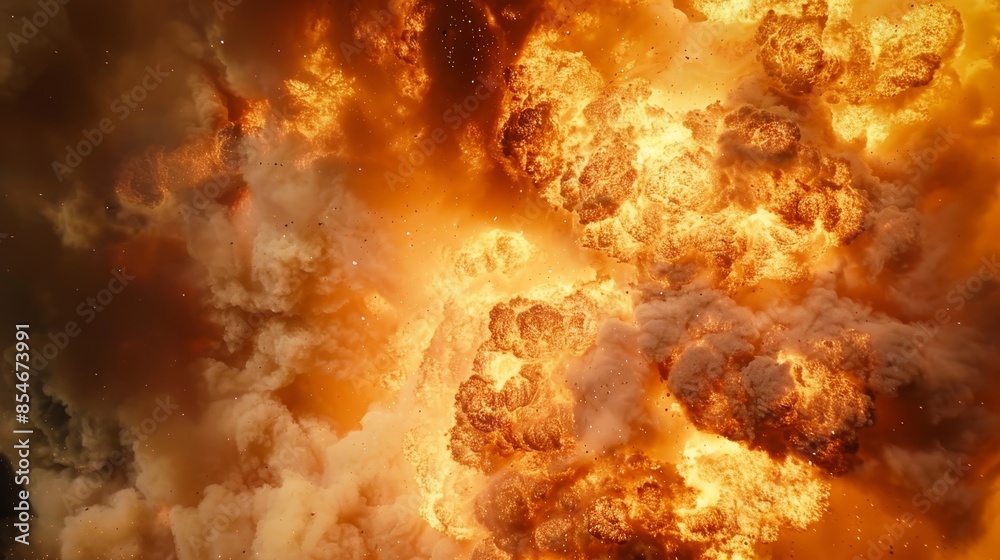 Intense fire and smoke explosion with flames and billowing smoke ...
