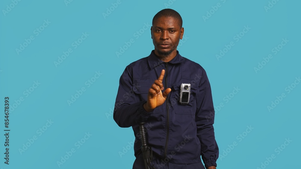 Security guard preventing criminal activity, threatening suspects with ...