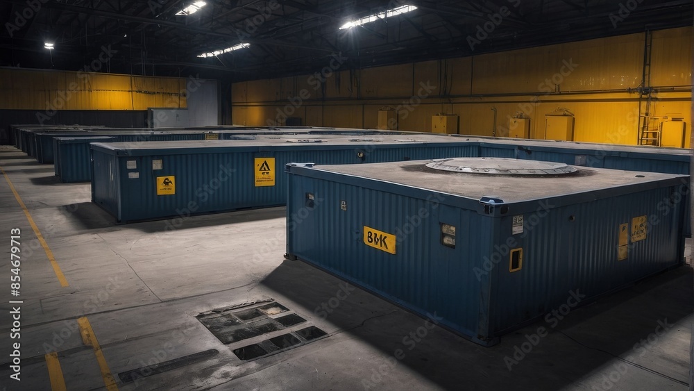 Radioactive waste storage facilities with containers embedded in ...
