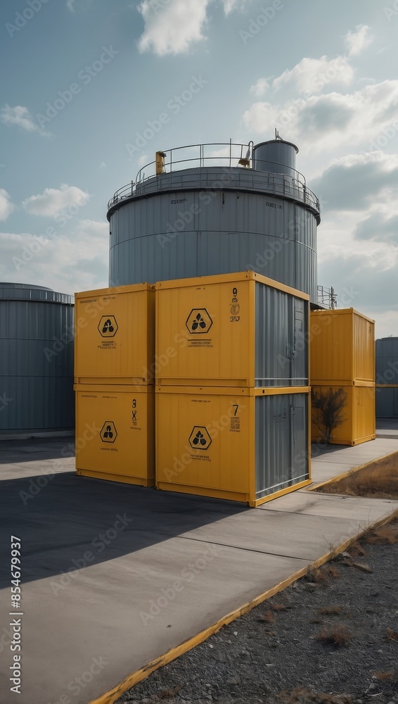 Radioactive waste storage facilities with containers embedded in ...