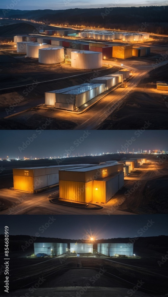 Radioactive waste storage facilities with containers embedded in ...