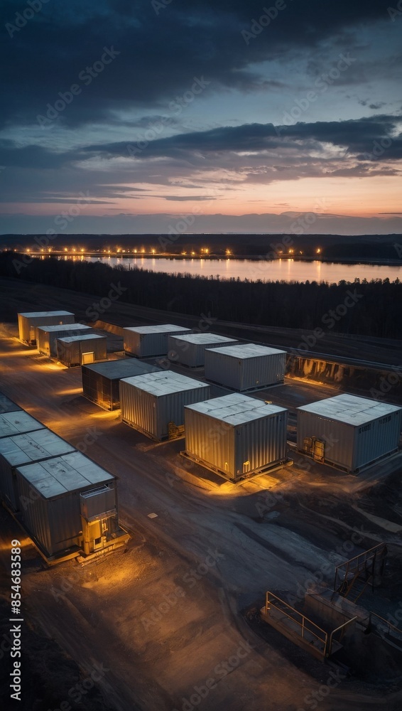 Radioactive waste storage facilities with containers embedded in ...