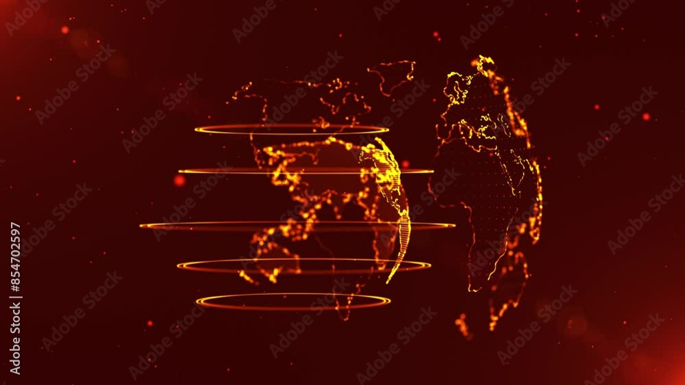 3D hologram of planet earth. 3D rendering of rotating earth hologram on ...