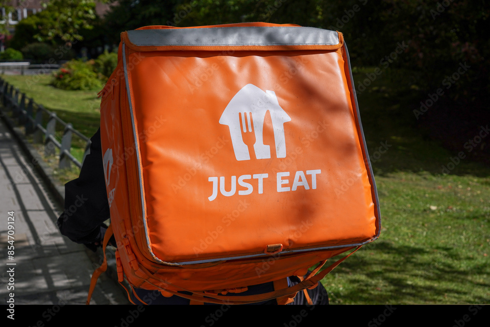 Southampton UK 17 June 2024 - Just Eat delivery. Logo of popular fast ...