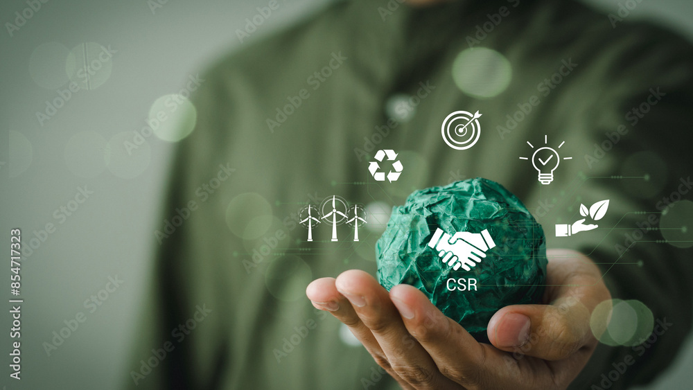 business hands holding the green world for the Sustainable Development ...