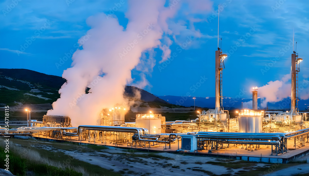 Futuristic geothermal power plant that extracts geothermal heat with ...