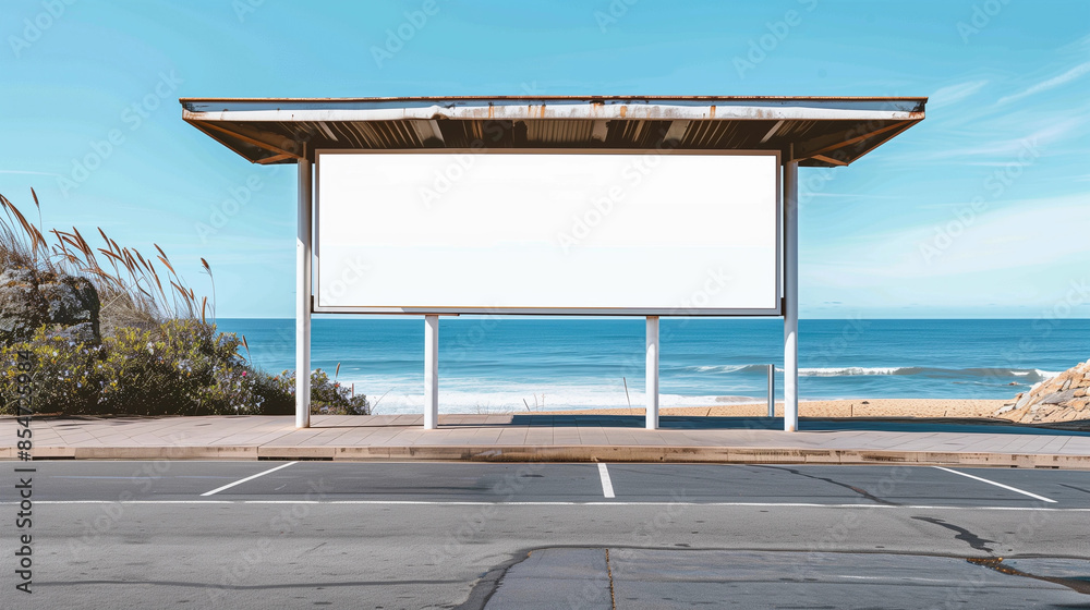 Blank white mockup large billboard sign palm trees advertising board ...