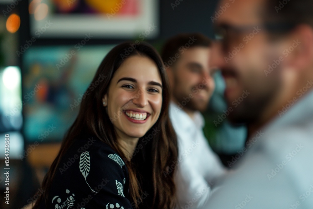 Portrait of happy employees in the office, Team work, Portrait of Happy ...