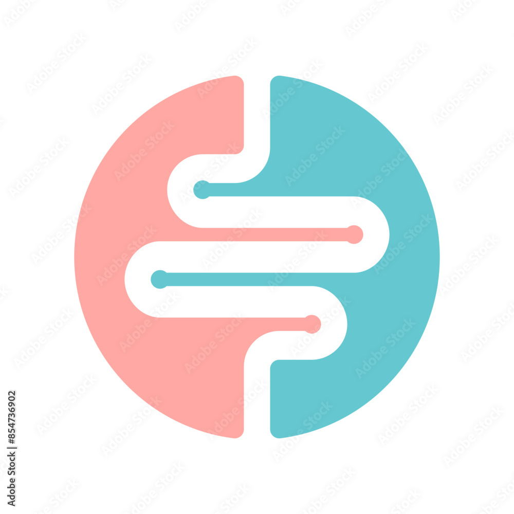 Intestine human organ icon. Intestine graphic sign in the circle ...