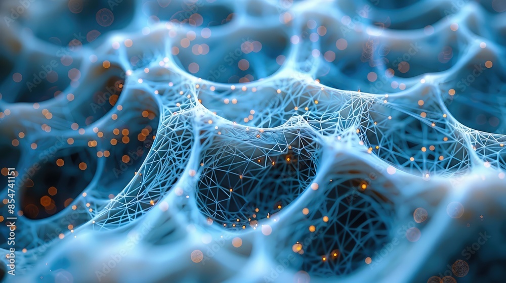 A deep learning model processing a large amount of data. Numerous data points flow through the ...