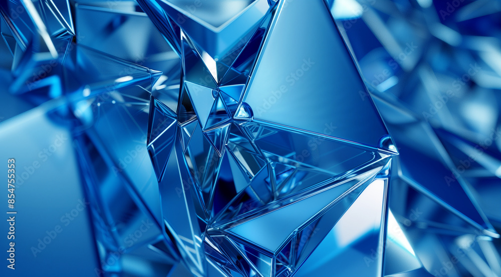 abstract blue background with shiny glass texture and sharp edges ...