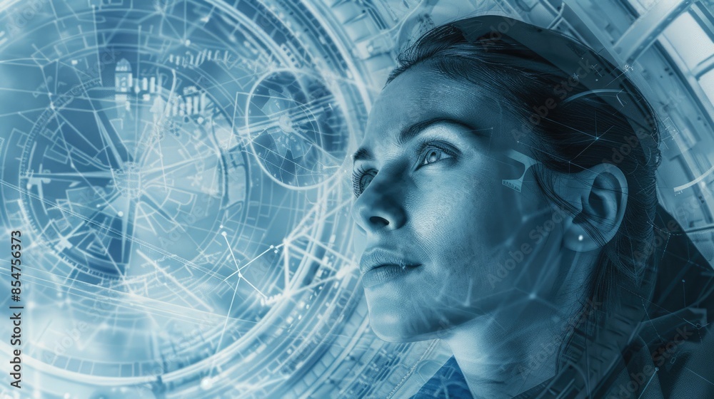The image shows a young man looking up at a glowing blue orb. He is ...
