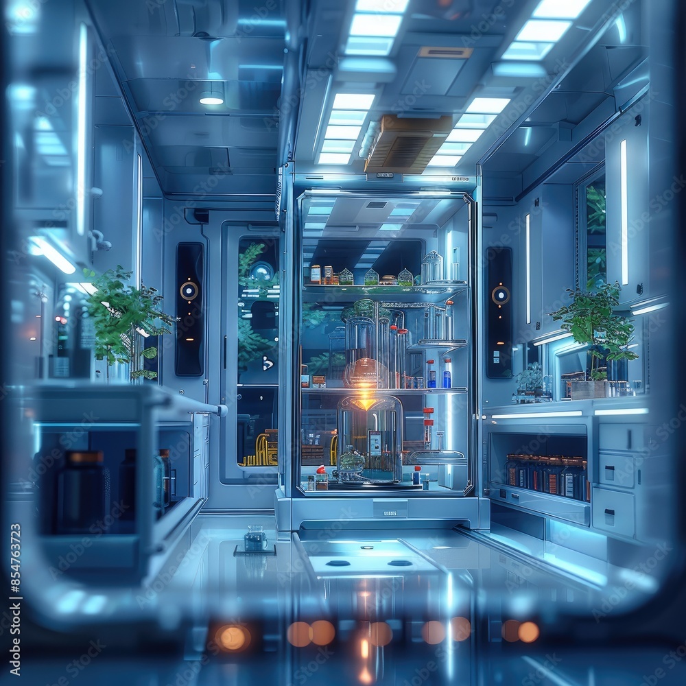 Tiny cute laboratory, 3d blender render, soft smooth lighting, science ...