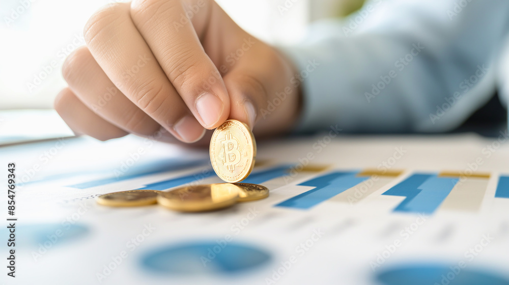 A financial growth chart displaying increasing revenue and profits. An ...