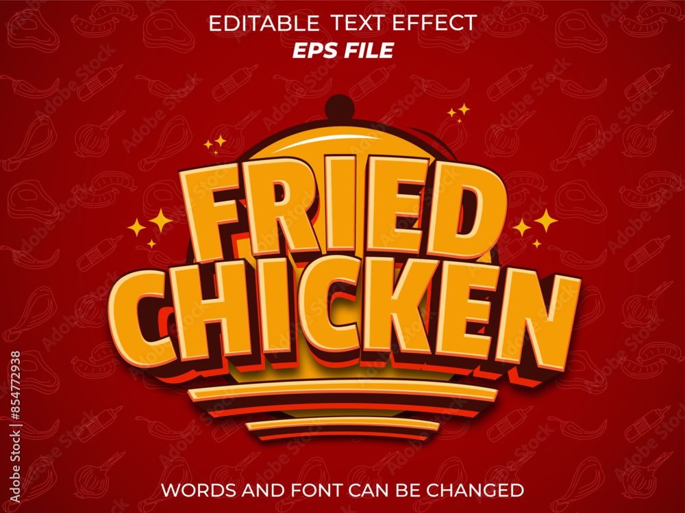 fried chicken text effect, font editable, typography, 3d text. vector ...
