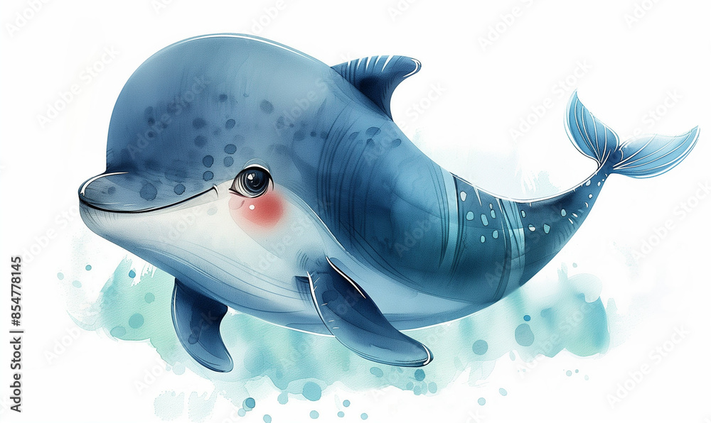 Dolphin cartoon illustration. Cute aquatic animal drawing Stock ...