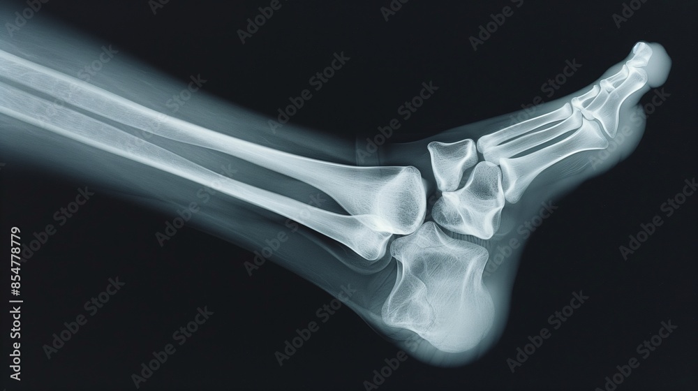Foto de X-ray showing a compound fracture of the tibia and fibula do ...