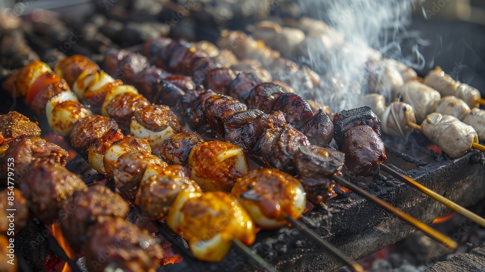 Kapana, a traditional Namibian dish of grilled, spiced meat typically ...