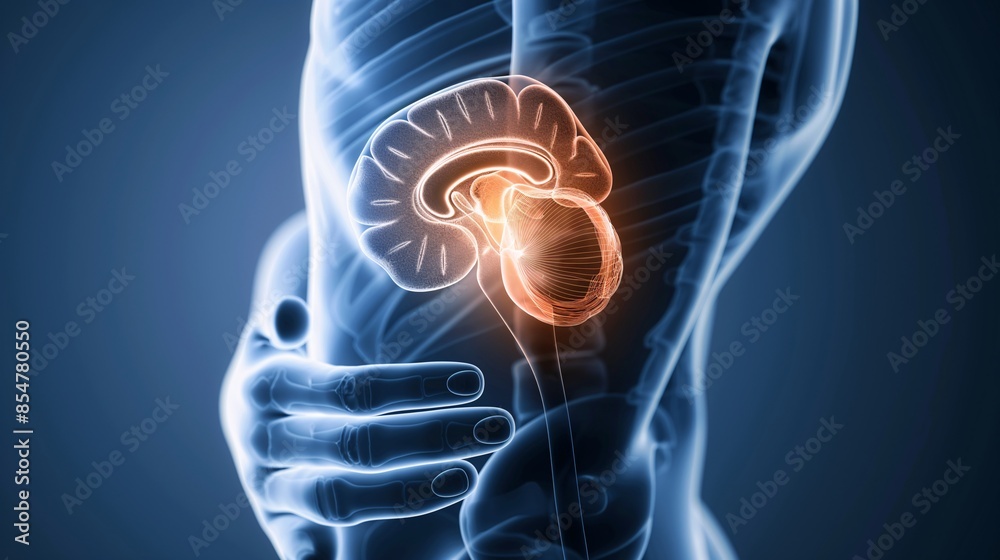 Detailed X-ray of a kidney stone in the lower pole of the kidney Stock ...