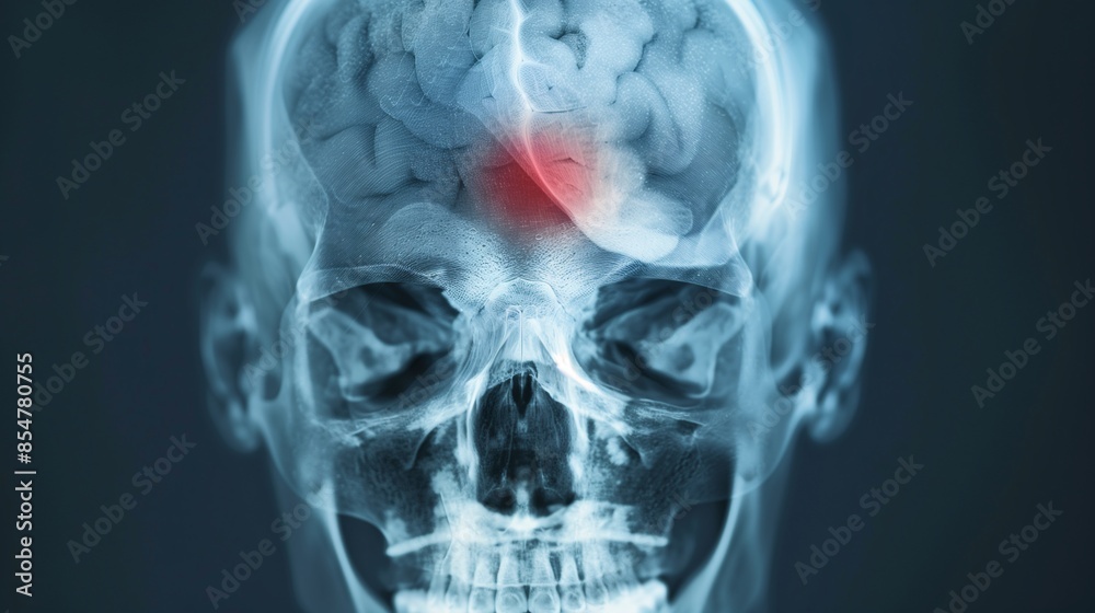 X-ray image highlighting a chronic subdural hematoma Stock Photo ...