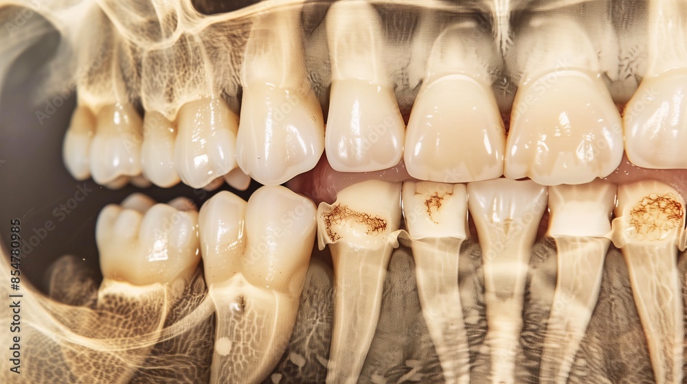 X-ray showing tooth decay with associated bone loss Stock Photo | Adobe ...