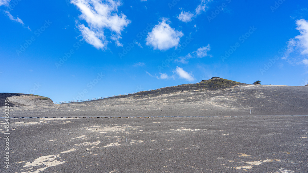 Arid zone of the capelinhos volcano, island of Faial in the Azores ...
