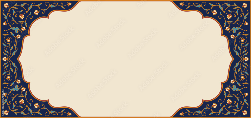 Oriental floral muslim frame arabian mosque ornament motif. Arab ...