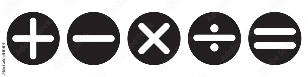 Addition, subtraction, multiplication, division, equal sign, icon ...