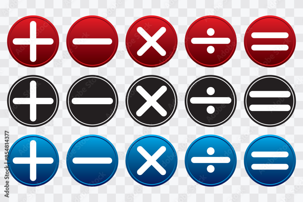 Vetor de Plus, minus, multiply, divide and equal sign icon design set ...