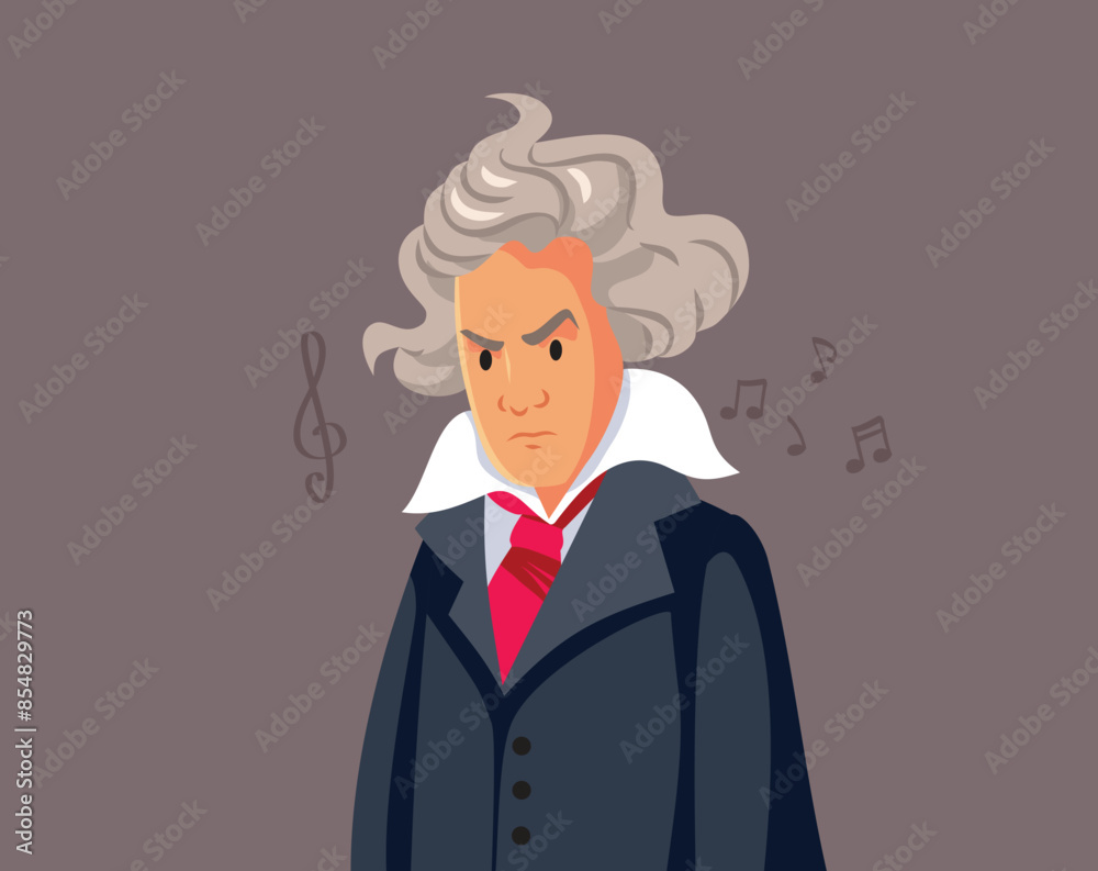 Portrait of Ludwig van Beethoven Vector Cartoon Illustration Famous ...