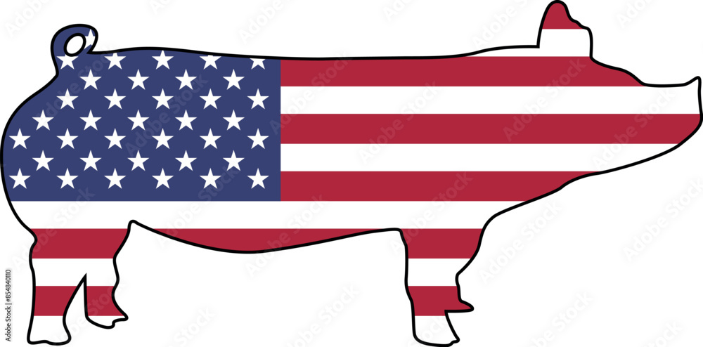American Flag Pig SVG Cut File for Cricut and Silhouette, EPS Vector ...