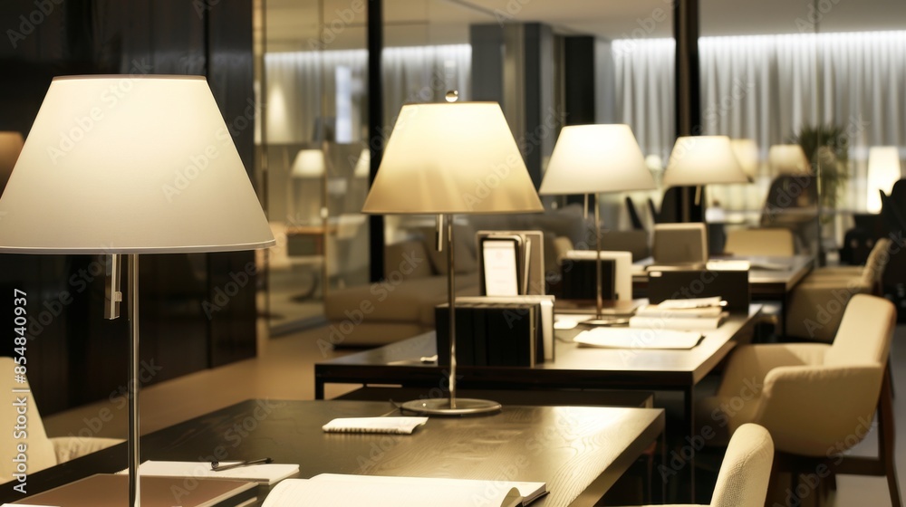 Sleek, minimalist table lamps provide functional task lighting while ...