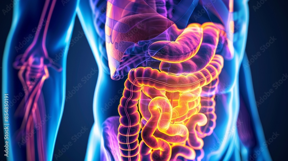 - Internal anatomy of the human digestive system, including the mouth ...