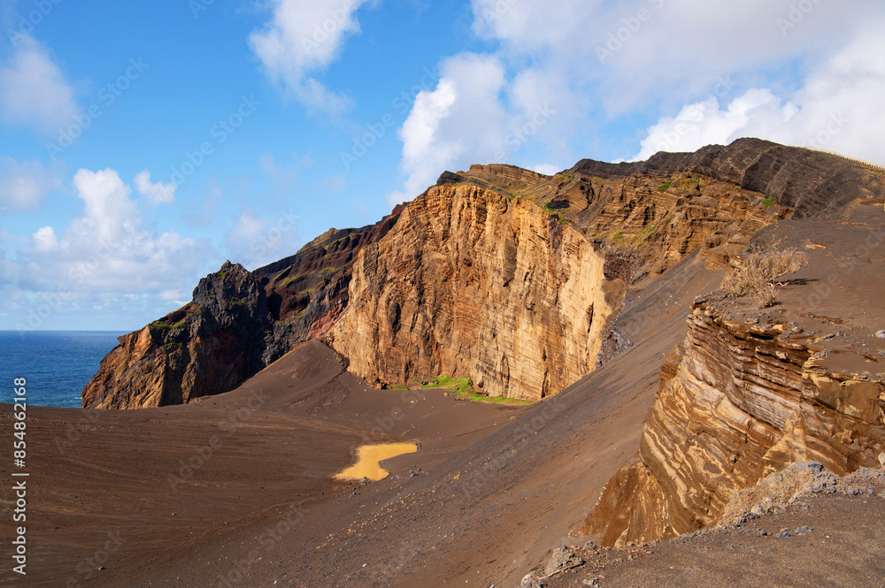 The Capelinhos volcano on Faial Island, the Azores, Portugal. Volcanic ...