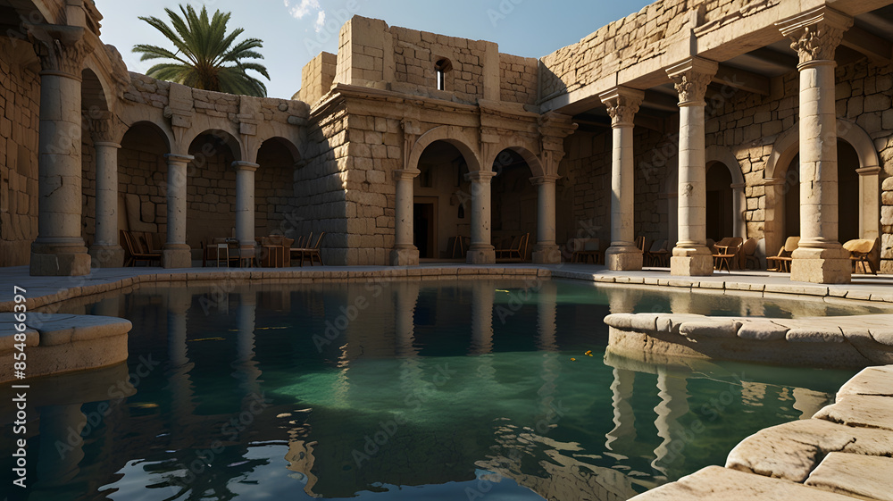 Pool of Bethesda, a cartoon illustration where Jesus healed the ...