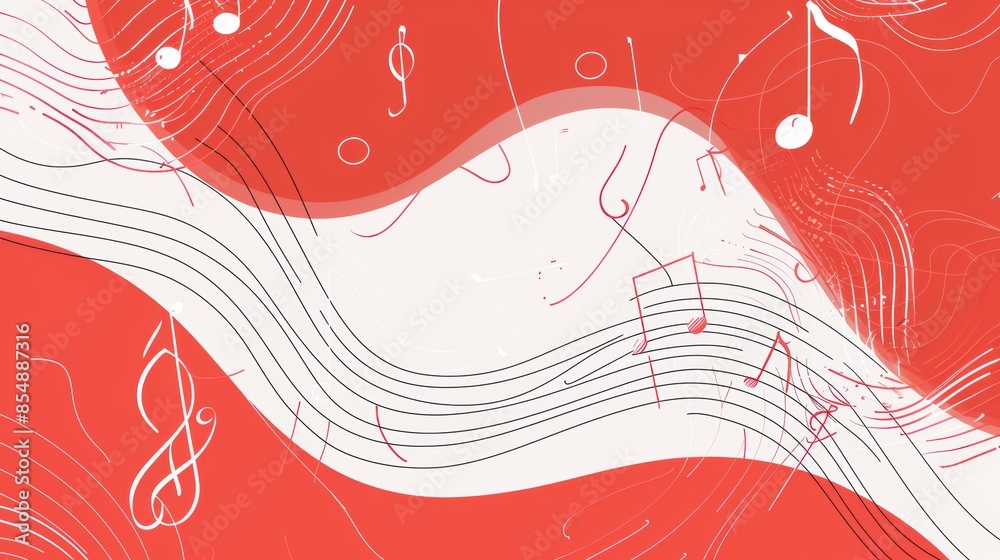 Abstract red and white music note line art illustration Stock ...