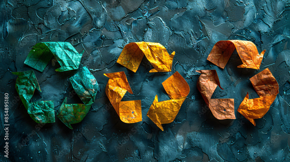 Recycle symbol on green background with recycle bin. Concept ...