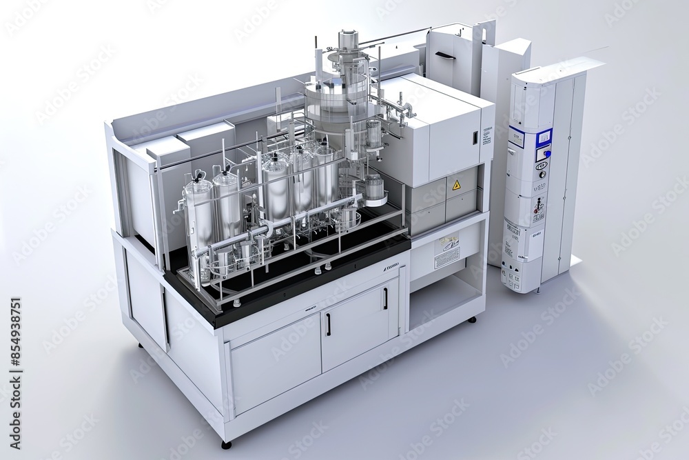 a machine that is sitting on a table, Render a 3D model of a high ...