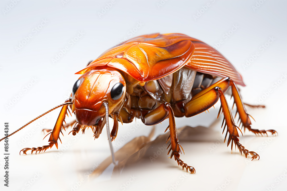 Brown cockroach Blattodea or Blattaria on white background. It live in ...
