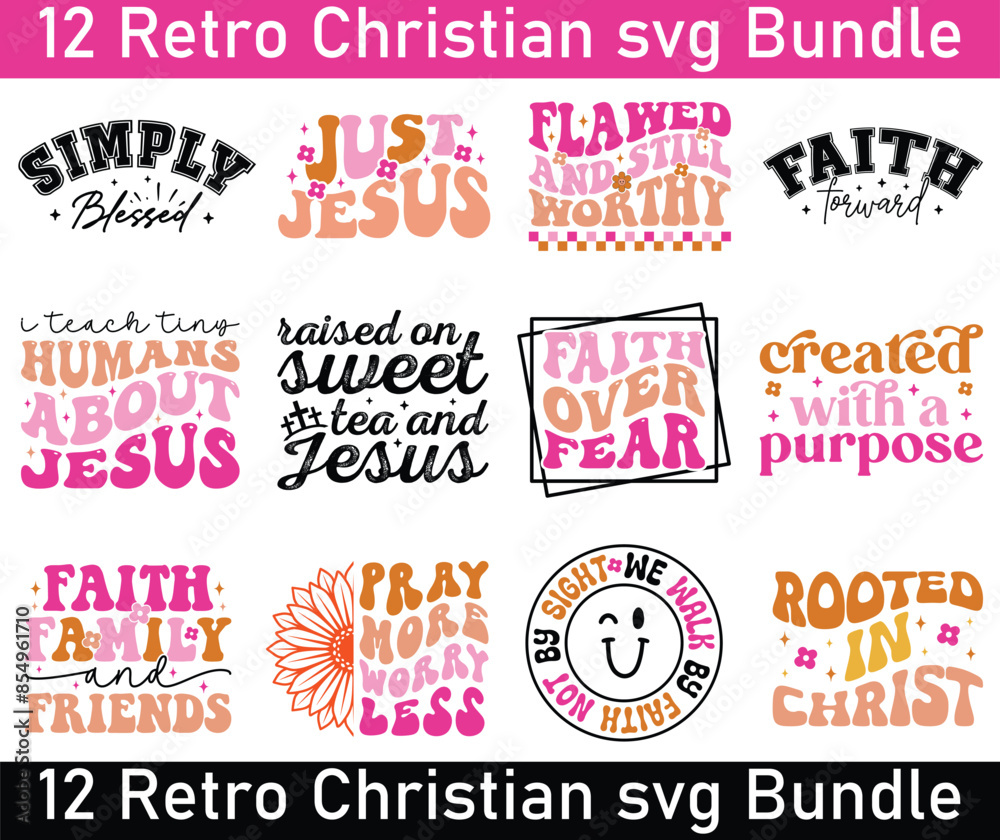 Retro Christian Svg bundle, Religious Svg, Scripture Svg, Bible Verse ...