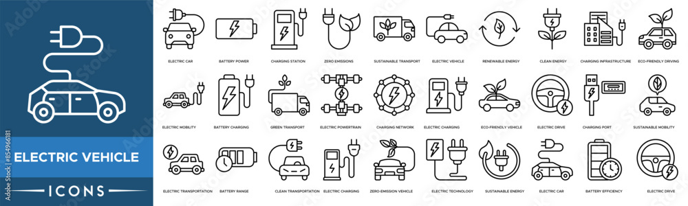 Electric Vehicle icon. Electric Car, Battery Power, Charging Station ...