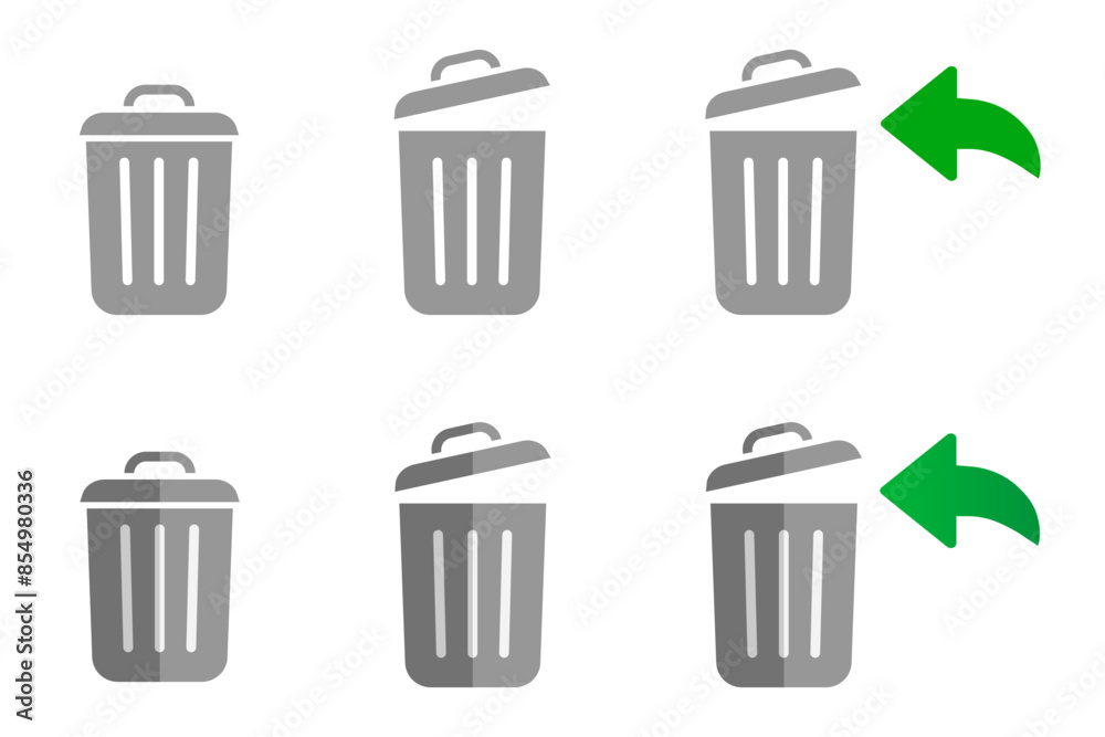 Open trashcan icon. Garbage can symbol. Delete sign. Trash container ...