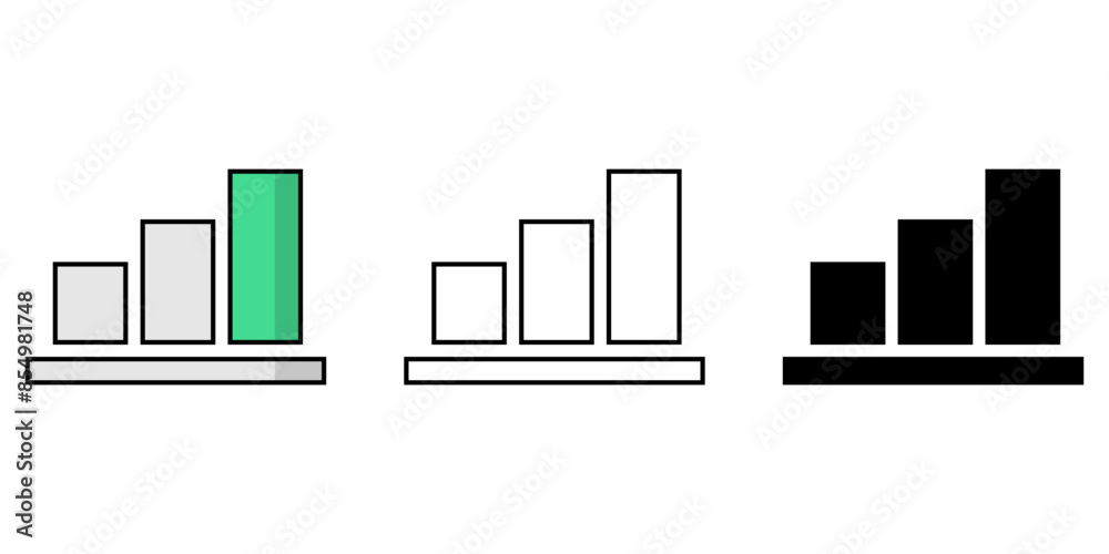 Growth graph icons set. Bar chart diagram symbol isolated background ...