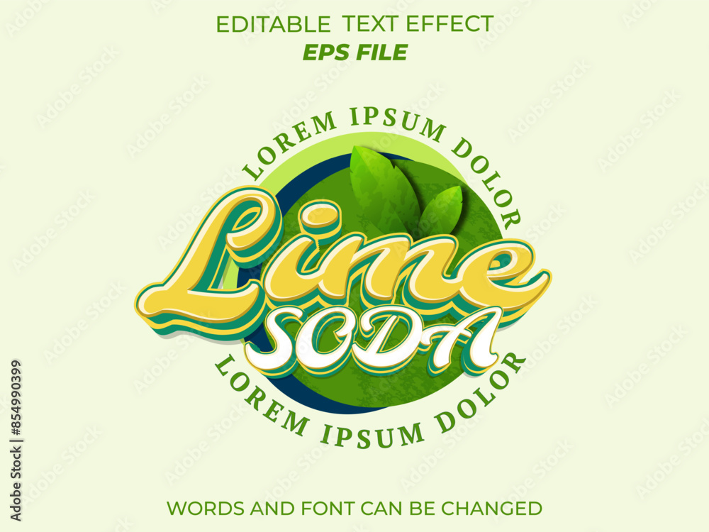 lime soda text effect, font editable, typography, 3d text for drink ...