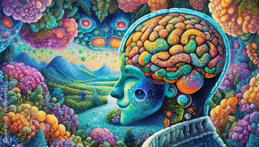 oil painting style cartoon illustration Brain diagnostic techniques ...