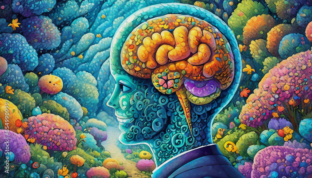 oil painting style cartoon illustration Brain diagnostic techniques ...