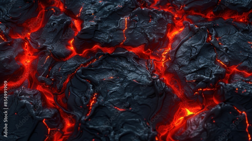 Seamless lava volcano rock magma pattern, molten ground crack, inferno ...