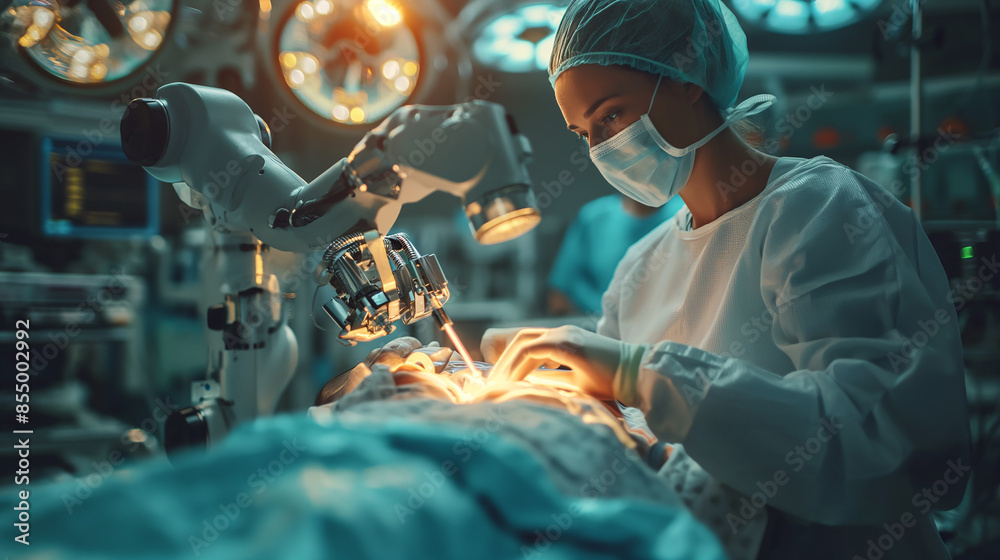 Future robot arm that performs medical surgical care, automated with ...